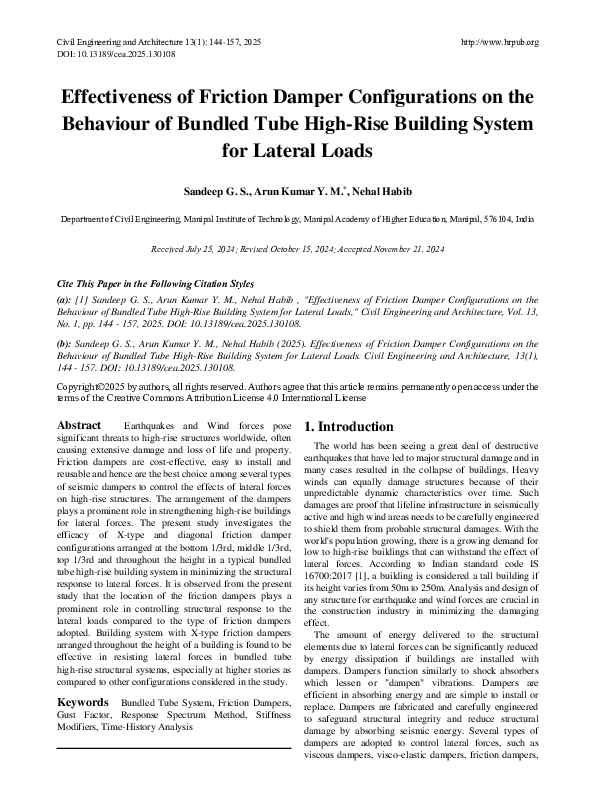 (PDF) Effectiveness of Friction Damper Configurations on the Behaviour ...