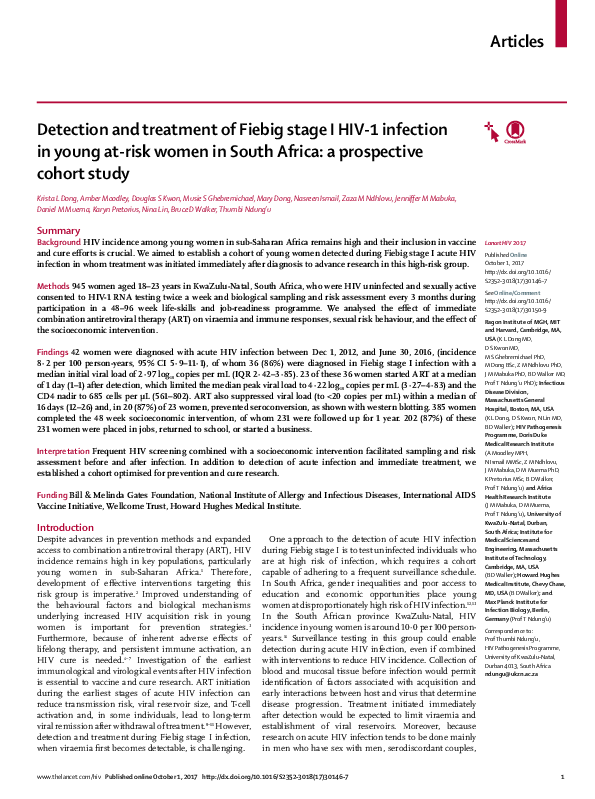 (PDF) Detection and treatment of Fiebig stage I HIV-1 infection in ...