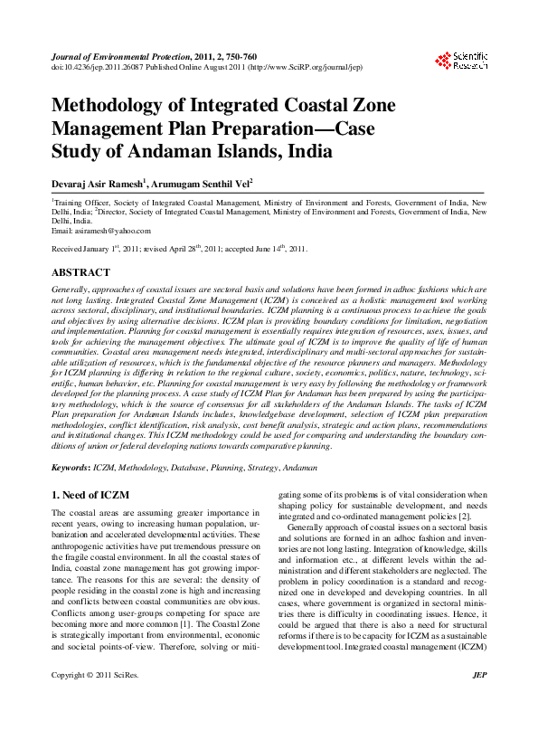 (PDF) Methodology of Integrated Coastal Zone Management Plan ...