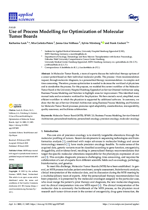 (PDF) Use of Process Modelling for Optimization of Molecular Tumor Boards