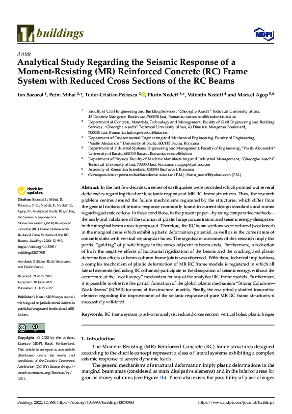 (PDF) Analytical Study Regarding the Seismic Response of a Moment ...