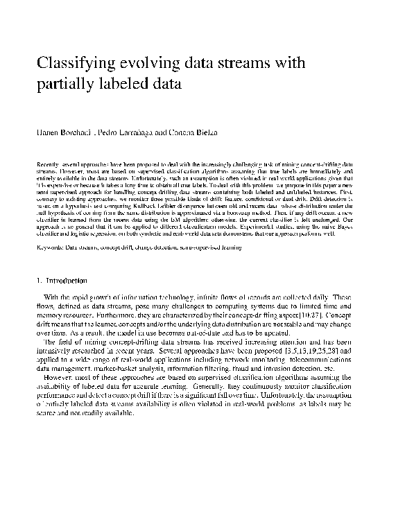 (PDF) Classifying evolving data streams with partially labeled data