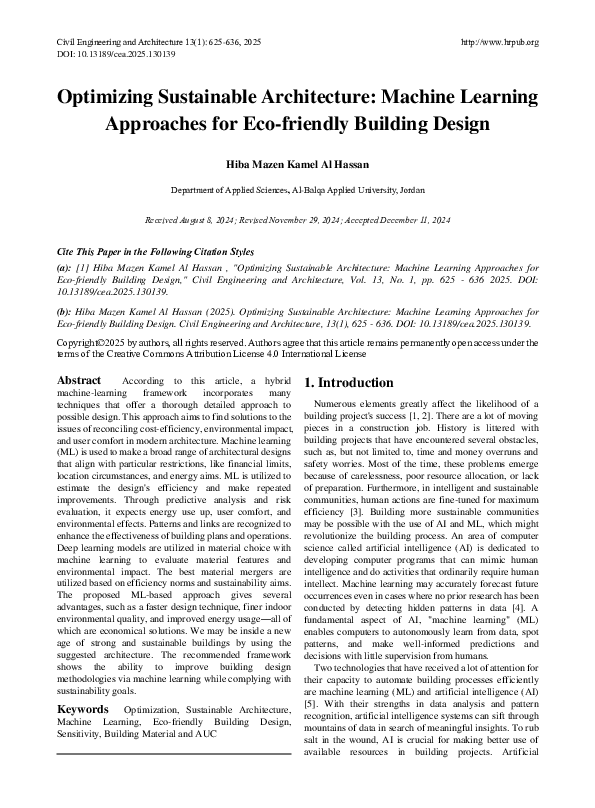 (PDF) Optimizing Sustainable Architecture: Machine Learning Approaches ...