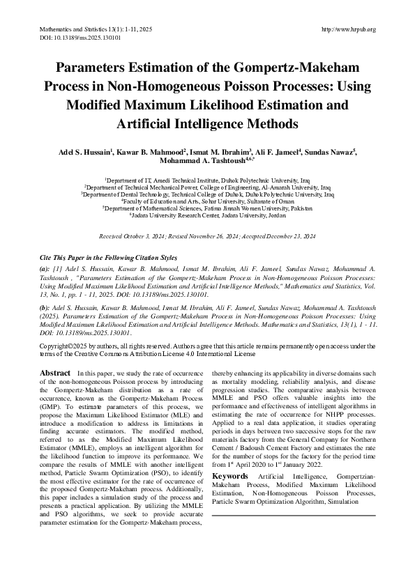 (PDF) Parameters Estimation of the Gompertz-Makeham Process in Non-Homogeneous Poisson Processes ...