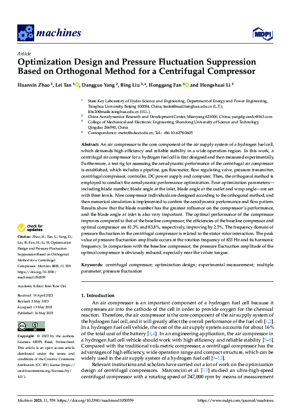 (PDF) Optimization Design and Pressure Fluctuation Suppression Based on Orthogonal Method for a ...