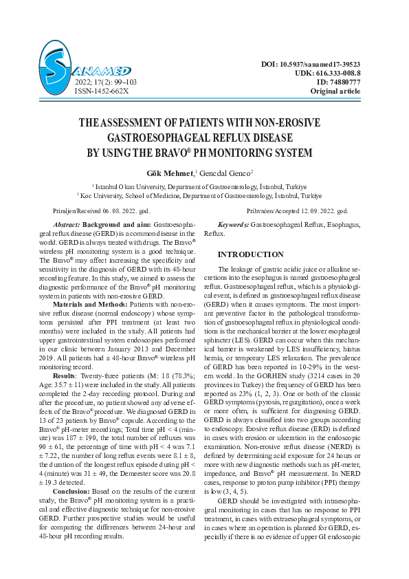 (PDF) The assessment of patients with non-erosive gastroesophageal ...