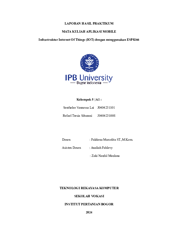 (PDF) LAPORAN HASIL PRAKTIKUM MATA KULIAH APLIKASI MOBILE Infrastruktur Internet Of Things (IOT ...