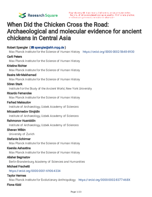 (PDF) When Did the Chicken Cross the Road: Archaeological and molecular ...