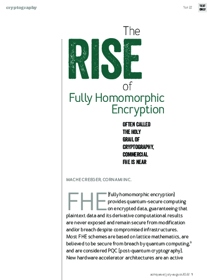 (PDF) The Rise of Fully Homomorphic Encryption