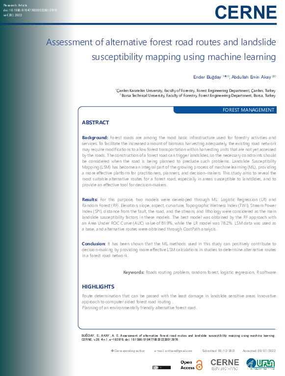 (PDF) Assessment of alternative forest road routes and landslide ...