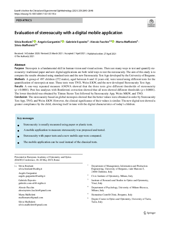 (PDF) Evaluation of stereoacuity with a digital mobile application