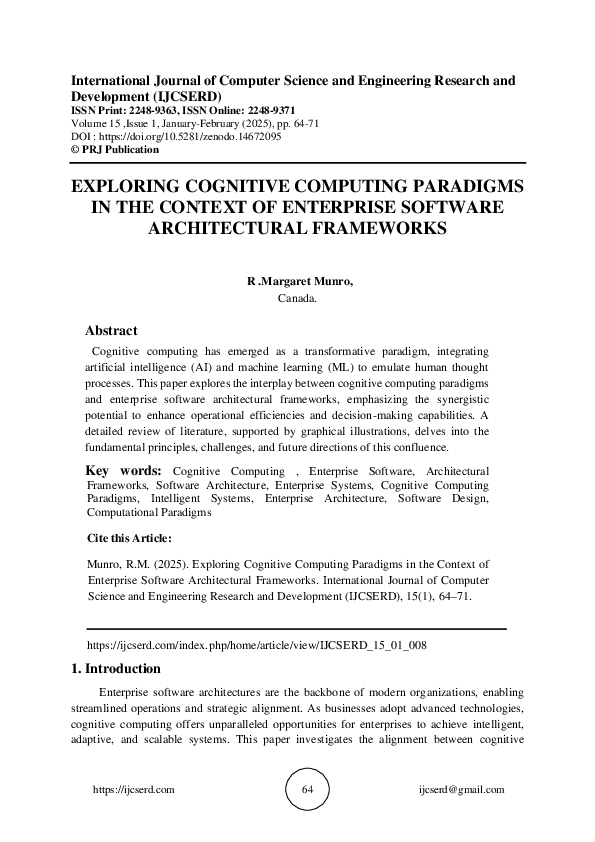 (PDF) EXPLORING COGNITIVE COMPUTING PARADIGMS IN THE CONTEXT OF ENTERPRISE SOFTWARE ...