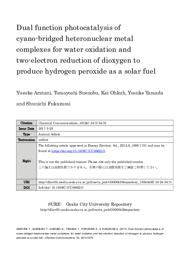 (PDF) Dual function photocatalysis of cyano-bridged heteronuclear metal ...