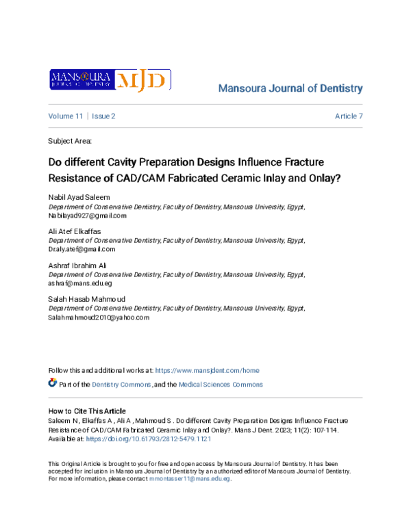 (PDF) Do different Cavity Preparation Designs Influence Fracture ...