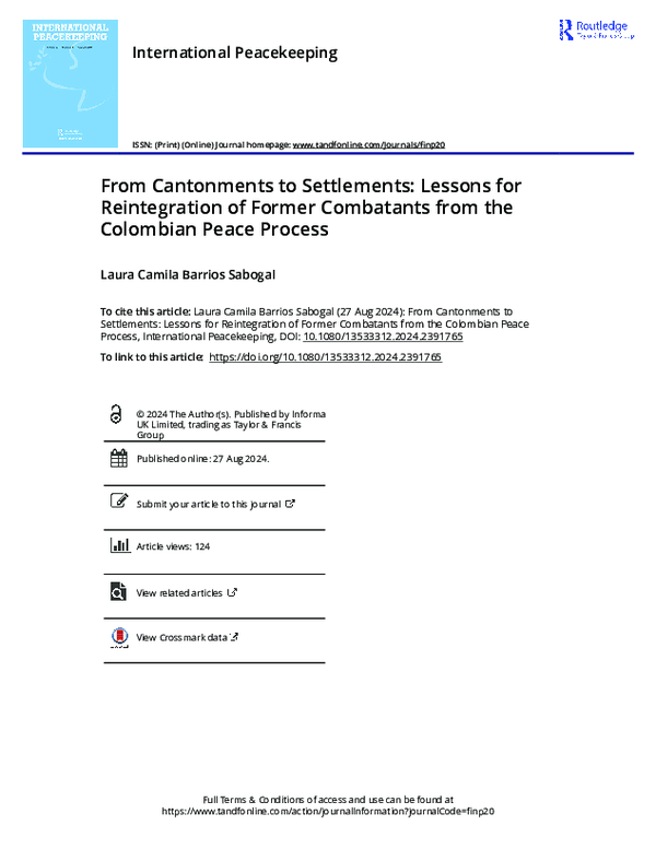 (PDF) From Cantonments to Settlements: Lessons for Reintegration of ...