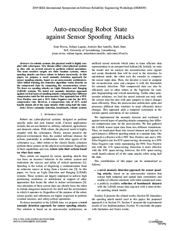 (PDF) Auto-Encoding Robot State Against Sensor Spoofing Attacks