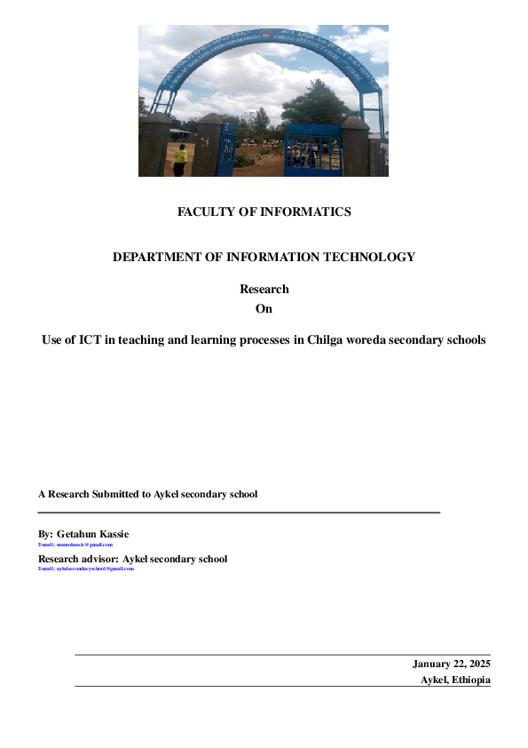 (PDF) FACULTY OF INFORMATICS DEPARTMENT OF INFORMATION TECHNOLOGY Research On Use of ICT in ...