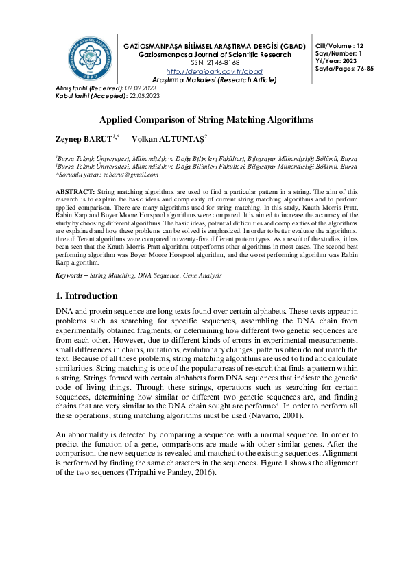(PDF) Applied Comparison of String Matching Algorithms