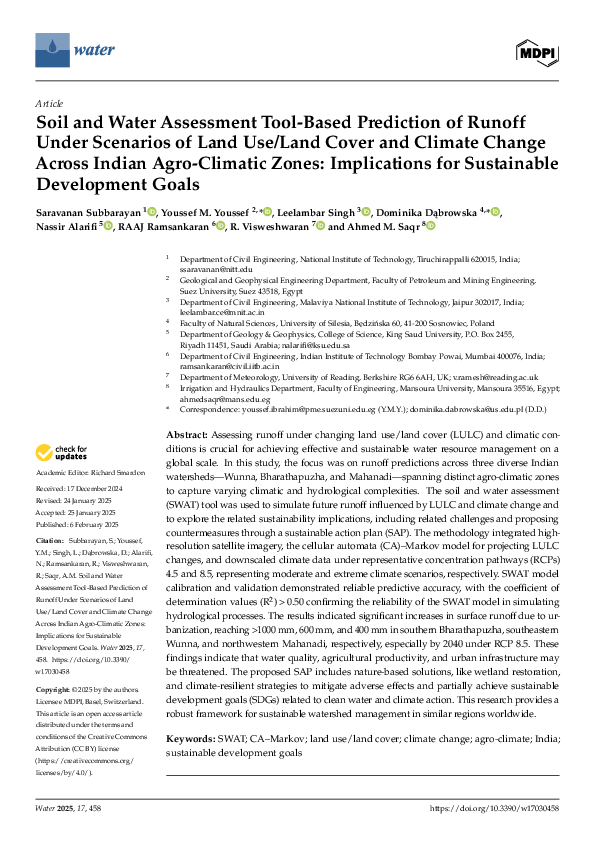 (PDF) Soil and Water Assessment Tool-Based Prediction of Runoff Under ...