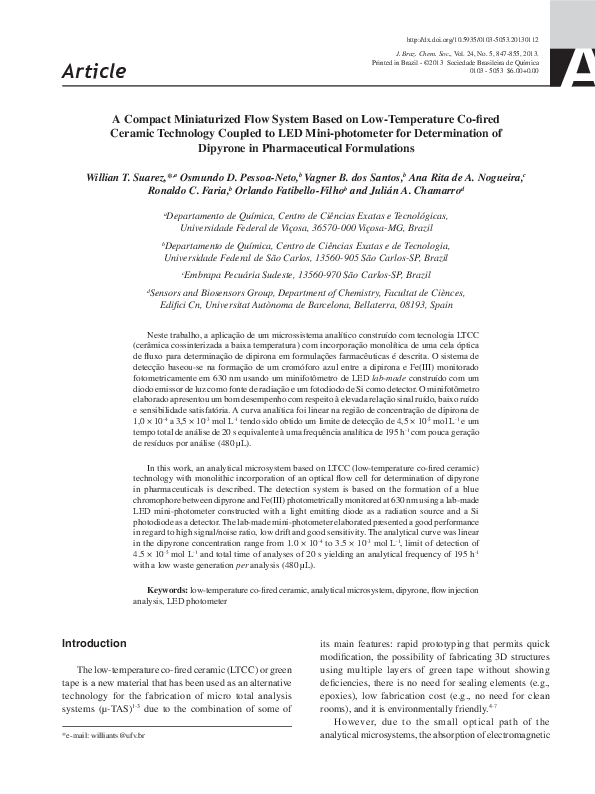 Pdf A Compact Miniaturized Flow System Based On Low Temperature Co Fired Ceramic Technology