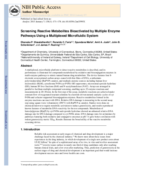 (PDF) Screening reactive metabolites bioactivated by multiple enzyme ...