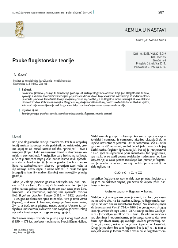 (PDF) Chemistry in Teaching The Moral of the Phlogiston Theory