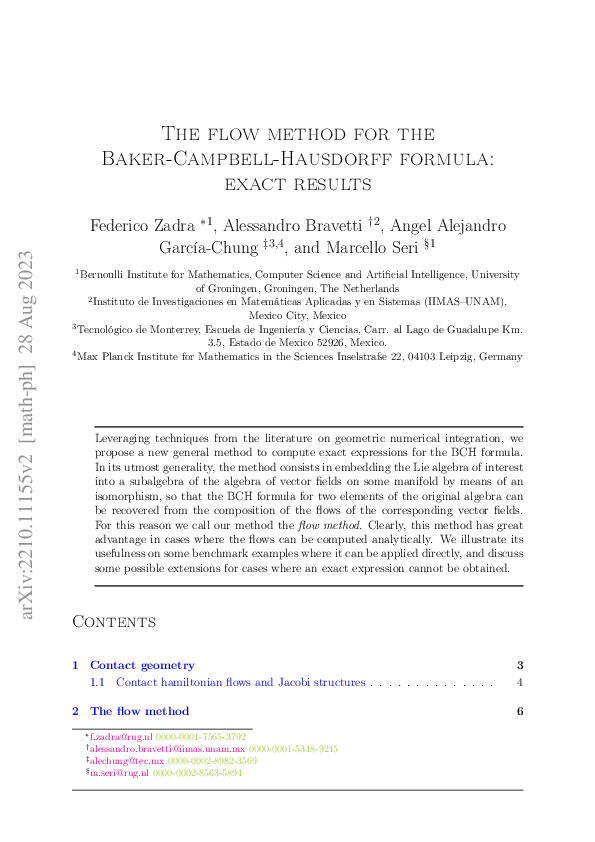 (PDF) The flow method for the Baker-Campbell-Hausdorff formula: exact ...