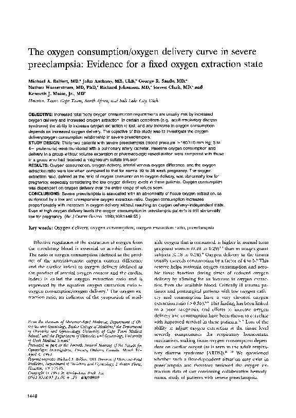 (PDF) The oxygen consumption/oxygen delivery curve in severe ...
