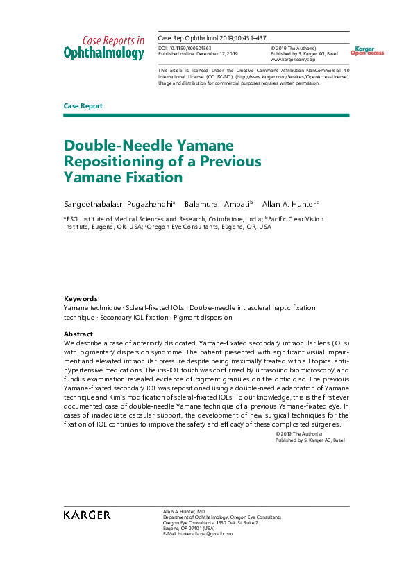 (PDF) Double-Needle Yamane Repositioning of a Previous Yamane Fixation
