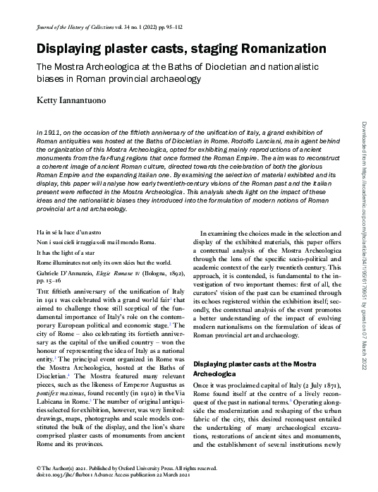 (PDF) Displaying plaster casts, staging Romanization. The Mostra ...