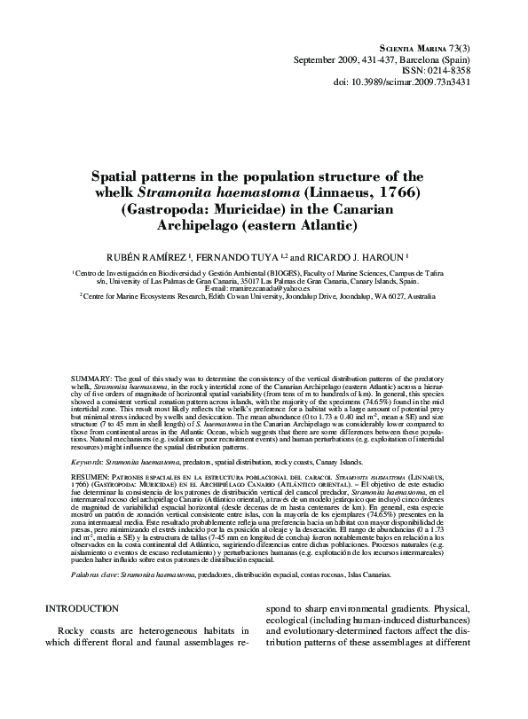 (PDF) Spatial patterns in the population structure of the whelk Stramonita haemastoma (Linnaeus ...