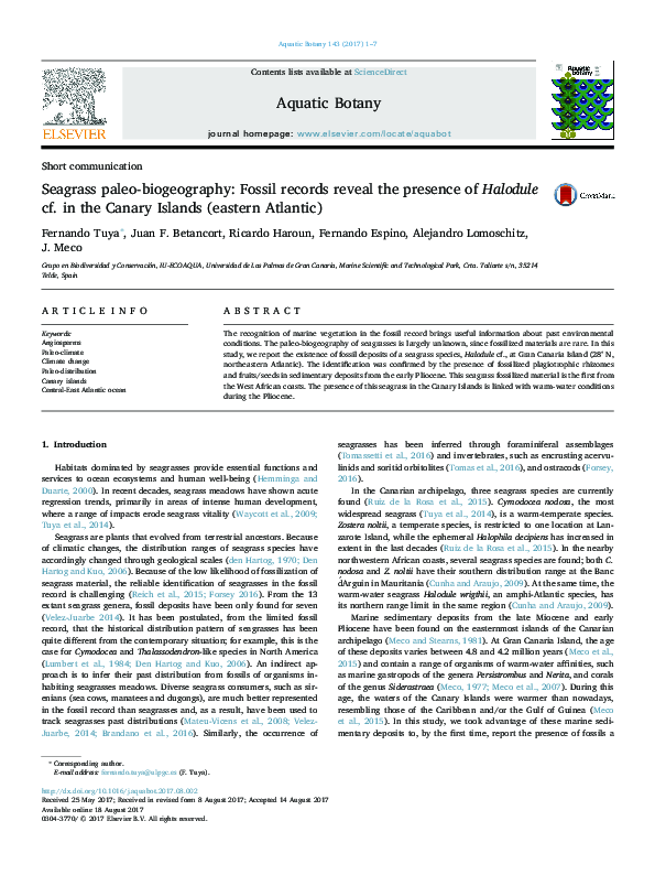 (PDF) Seagrass paleo-biogeography: Fossil records reveal the presence ...