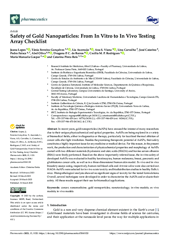 (PDF) Safety of Gold Nanoparticles: From In Vitro to In Vivo Testing ...