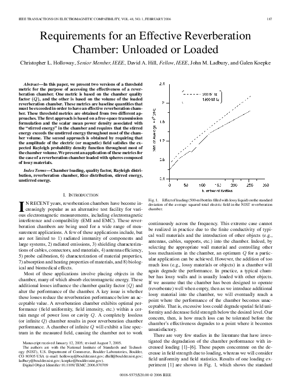 (PDF) Requirements for an Effective Reverberation Chamber: Unloaded or ...