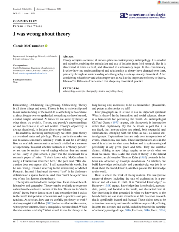 (PDF) I Was Wrong About Theory (2025)