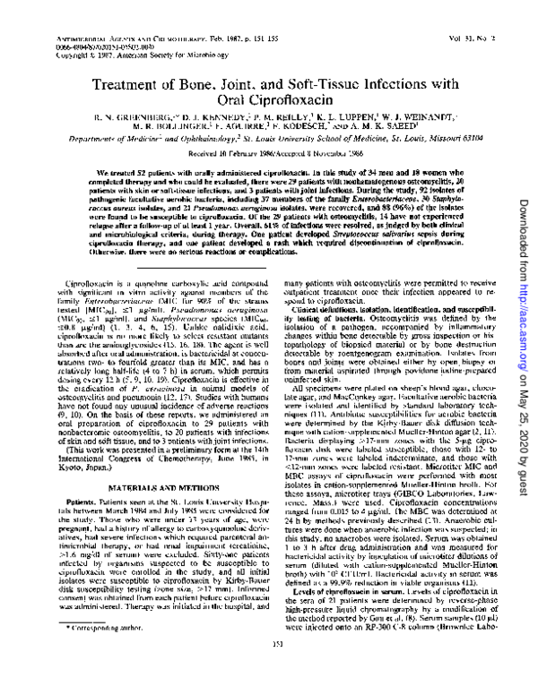 (PDF) Treatment of bone, joint, and soft-tissue infections with oral ...