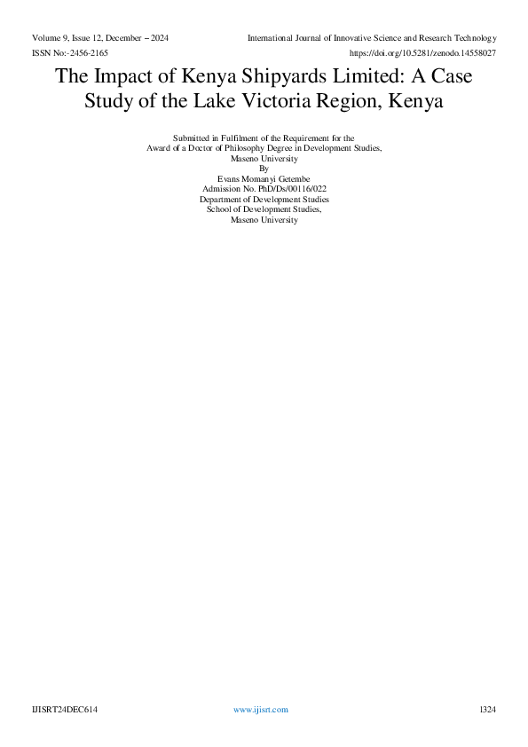 (PDF) The Impact of Kenya Shipyards Limited: A Case Study of the Lake ...