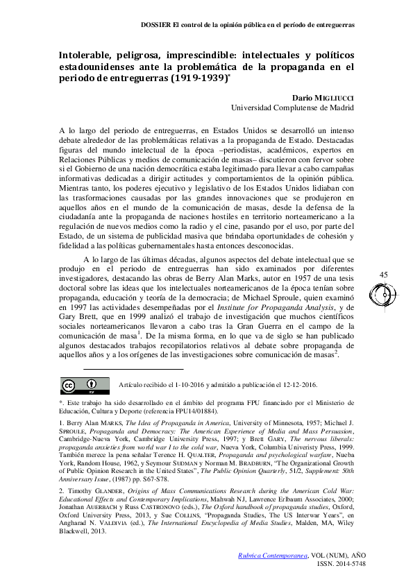 (PDF) Unacceptable, dangerous, imperative: American intellectuals and ...