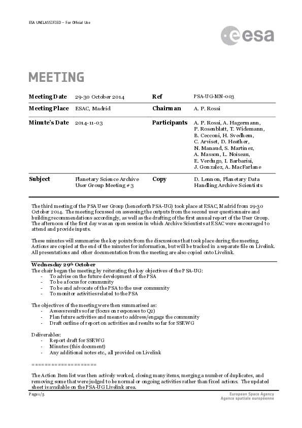 (PDF) ESA UNCLASSIFIED -For Official Use