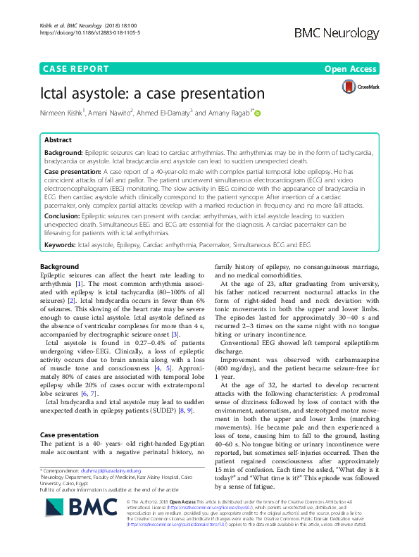 (PDF) Ictal asystole: a case presentation
