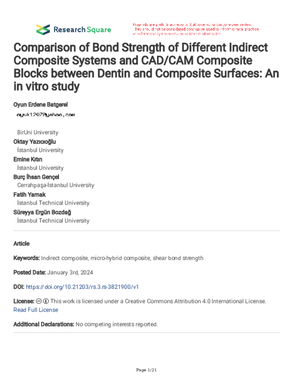 (PDF) Comparison of Bond Strength of Different Indirect Composite ...