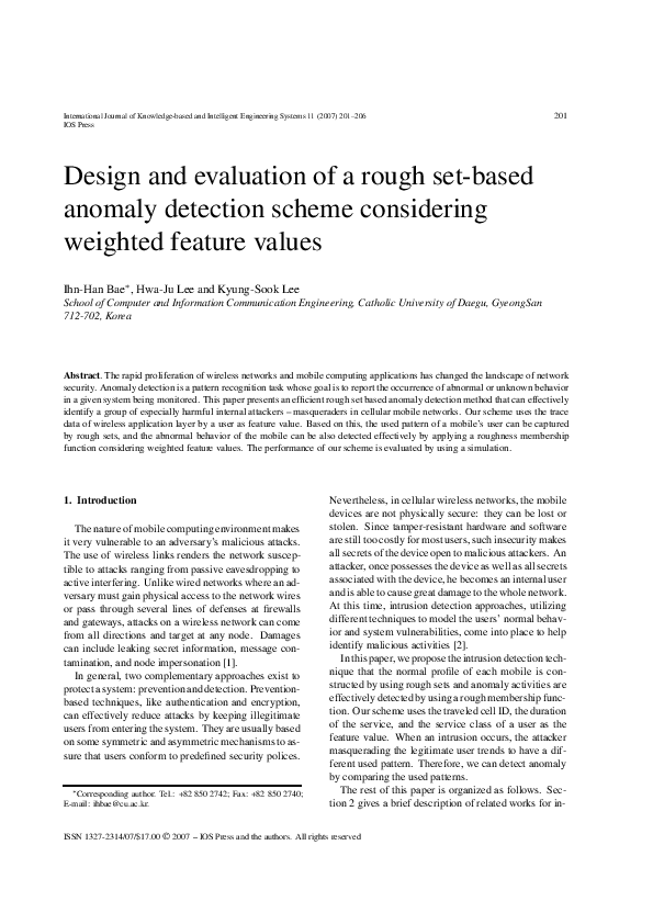 (PDF) Design and evaluation of a rough set-based anomaly detection ...