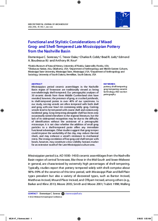 (PDF) Functional and Stylistic Considerations of Mixed Grog- and Shell ...