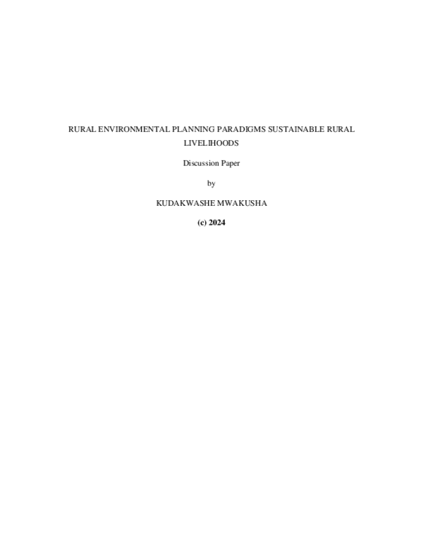 (PDF) RURAL ENVIRONMENTAL PLANNING PARADIGMS SUSTAINABLE RURAL LIVELIHOODS