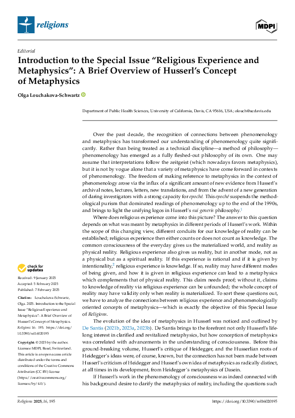 (PDF) Introduction to the Special Issue “Religious Experience and ...