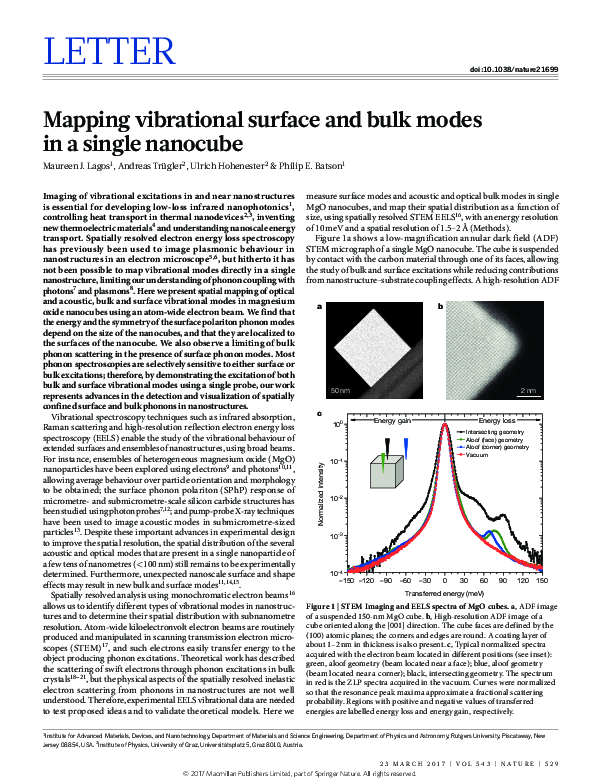 (PDF) Mapping vibrational surface and bulk modes in a single nanocube