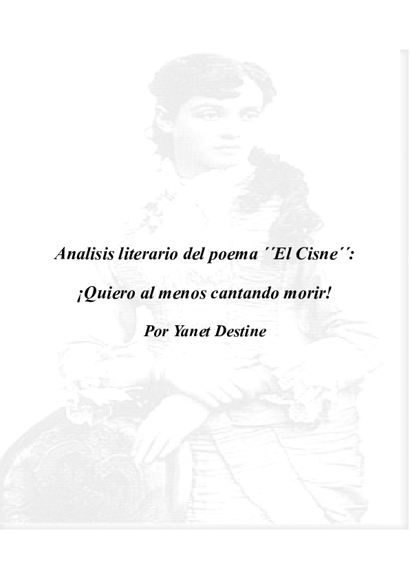 (PDF) Análisis literario del poema ´´El Cisne´´: ¡Quiero al menos ...