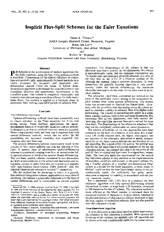 (PDF) Implicit flux-split schemes for the Euler equations