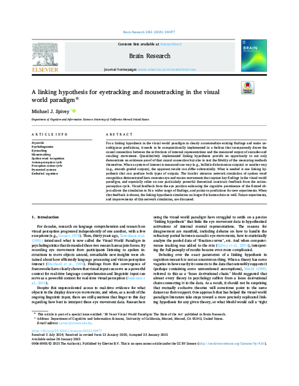 (PDF) A linking hypothesis for eyetracking and mousetracking in the visual world paradigm