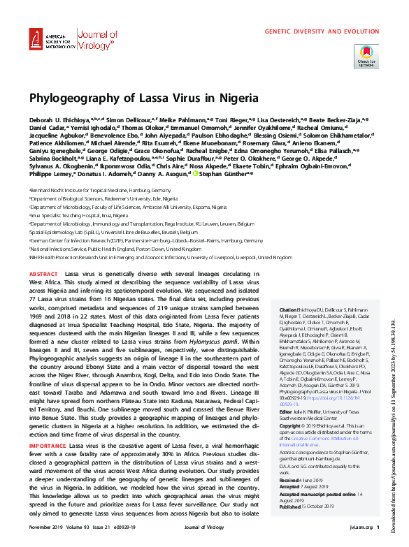 (PDF) Phylogeography of Lassa Virus in Nigeria